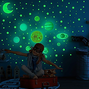Glow in The Dark Stickers for Ceiling, 625Pcs Dark Stars and Moon Decals Wall Stickers Solar System Shining Decoration, Glowing in The Dark Ceiling Decors for Kids, Boys, Girls Bedroom