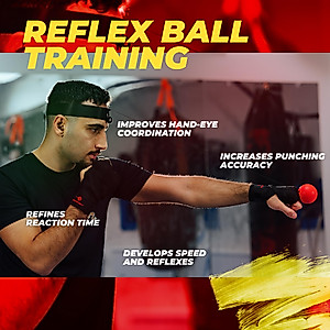 Boxerpoint Boxing Reflex Ball – Boxing Ball Headband Boxing Game for Adults & Kids – Hand Eye Coordination Training Boxing Equipment & MMA (Adults)