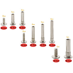 LBY 130pcs Phillips Chicago Screws, M5 x 16/20/25/29/35mm, M8 x29mm Rivet Screws Assortment Kit, Binding Screw Posts, Furniture Hardware Fitting, Carbon Steel, Nickel-Plated