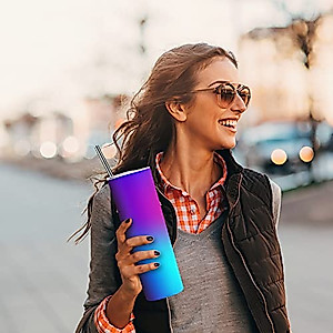 Munskine 4 Pack Sublimation Tumblers 20 Oz Skinny Stainless Steel Double Wall Tumbler Blanks - Sublimation Tumblers with Lid, Straw, Brush & Shrink Wrap -White