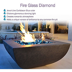 Fire Glass Diamond 1 Inch Firepit Glass Rock 10-Pound Fire Glass Diamonds for Fire Pit Fireplace, Propane Fire Pit, Landscaping - Blue Fire Glass Diamonds