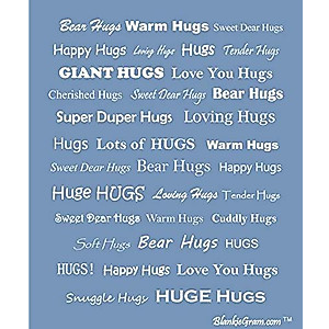 BlankieGram “Hugs” Plush Throw Blanket- Inspired Gift Ideas for The Entire Family, Comfort Gifts, Blue