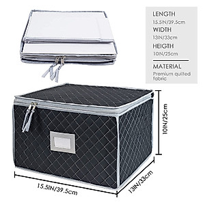 VERONLY 3 Pack Stemware Storage Box China Storage Case - Holds 36 Wine Glasses or Crystal Glassware Containers with Lable Window,Fully-Padded Inside with Hard Sides(15.5" x 12.5"x 10")