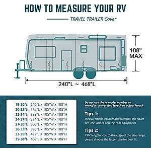 KING BIRD Upgraded Travel Trailer RV Cover, Heavy Duty 5 Layers Tearstop-Tec™ Anti-UV Top Panel, Durable Camper Cover, Fits 26.8'-29.8' Motorhome-Breathable, Water-Repellent, Rip-Stop