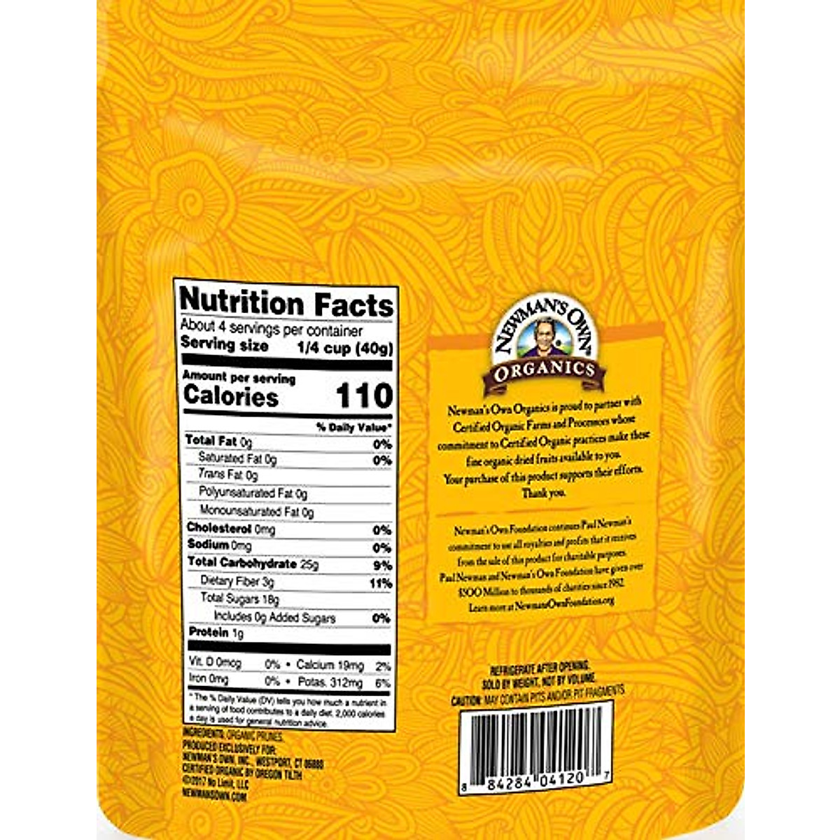 Newman's Own Organics Organics California Prunes Pouches, 6 oz, 2 pk