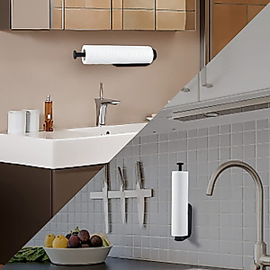 FVITA Paper Towel Holder Under Cabinet Wall Mount Paper Towel Holder Under Cabinet Self-Adhesive for Kitchen Black