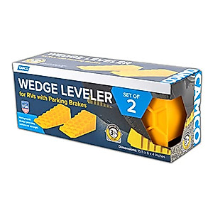 Camco Wedge RV Leveler, Set of 2 | Helps Your RV Appliances and Tanks Operate More Efficiently | Compatible with RVs with Parking Brakes | Yellow (44580)