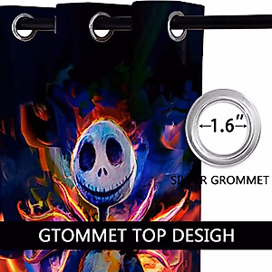 ARDORN Nightmare Christmas Blackout Curtains for Girls Boy Home Decor, Halloween Sally Jack Rod Pocket Thermal Insulated Eyelet Window Curtain Darkening Drapes for Bedroom Living Room 42"x63"