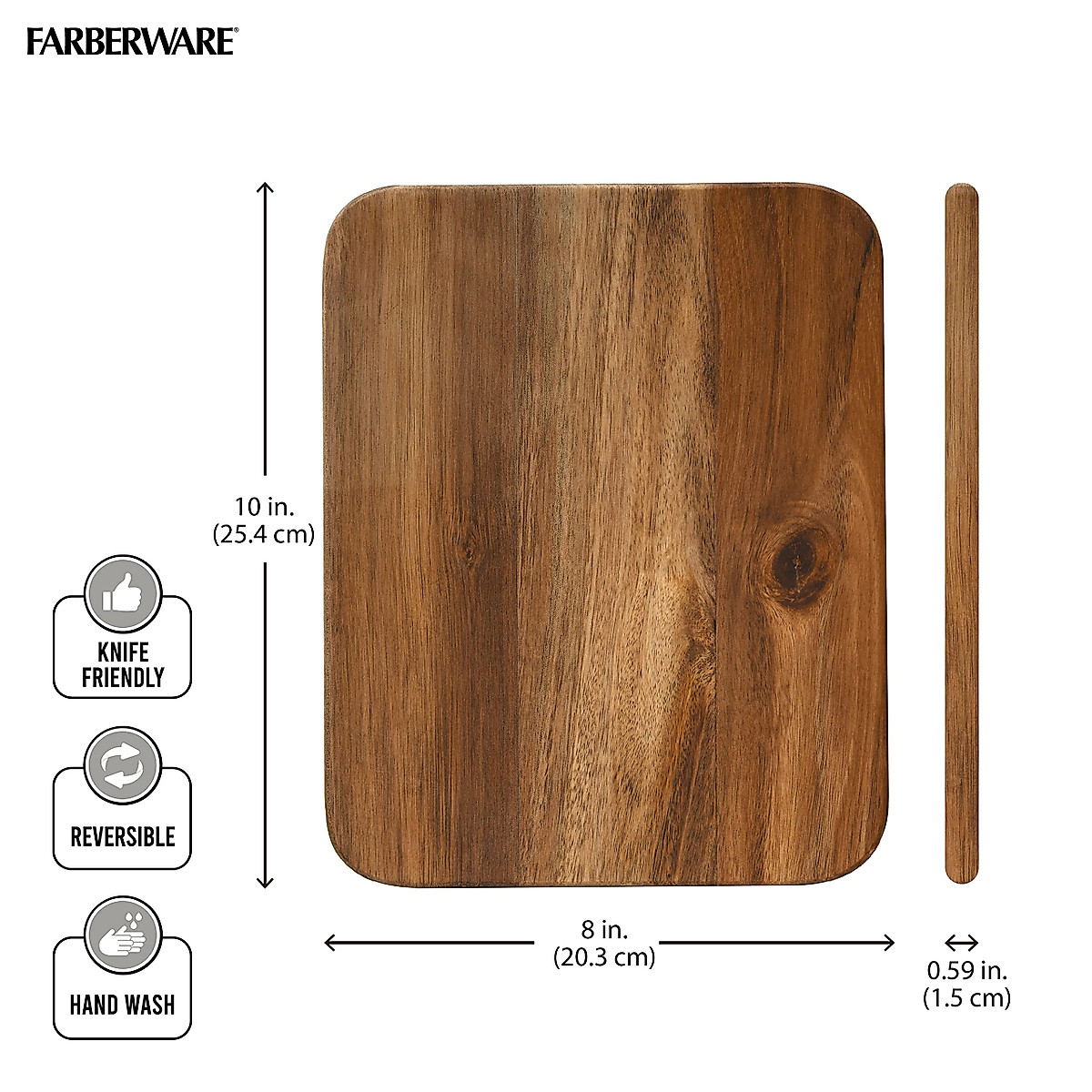 Farberware Small Acacia Wood Cutting Board, 8x10-Inch