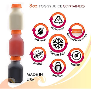 [30 PACK] Empty Plastic Juice Bottles with Tamper Evident Caps 8 OZ - Smoothie Bottles - Ideal for Juices, Milk, Smoothies, Picnic's and even Meal Prep by EcoQuality Juice Containers
