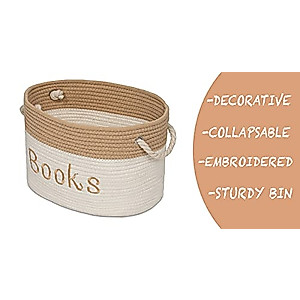 Modern Designs Pro Rope Storage Basket - Embroidered Storage Bins - Tote Bin for Nursery, Playroom, Living Room, Classroom (Book Bin)