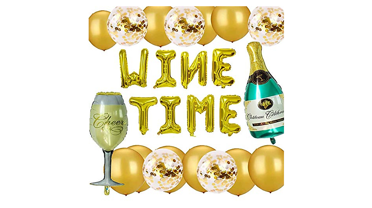 Wine Party Decorations Set | Elegant Balloons & Banner for Celebrations