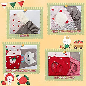 BWOGUE 2 Packs Small Dog Sweater Knitted Puppy Sweater Warm Winter Kitten Clothes Cat Sweater Clothes Cute Strawberry and Rabbit Doggie Sweaters for Small Medium Dogs Girls Boys