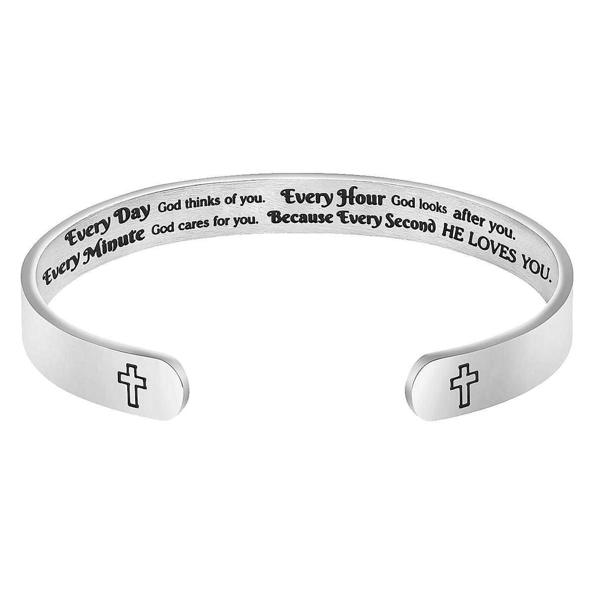 JoycuFF Every Day God Thinks of You Christian Bracelets Religious Bible Verse Gifts for Women 316L Stainless Steel Bracelets for Her