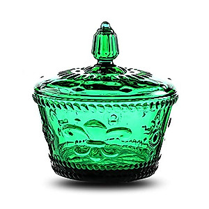 MASSJOY European Retro Nostalgic Three-Dimensional Relief Color Glass Jar Candy Jar Seasoning Jar With Lid