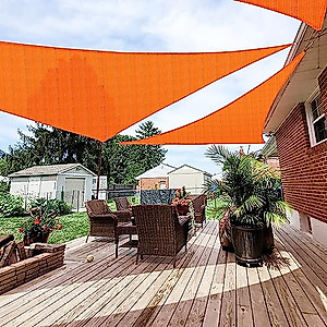 Patio Paradise 16' x 16' x 16' Orange Sun Shade Sail Triangle Canopy, 180 GSM Permeable Canopy Pergolas Top Cover, Permeable UV Block Fabric Durable Outdoor