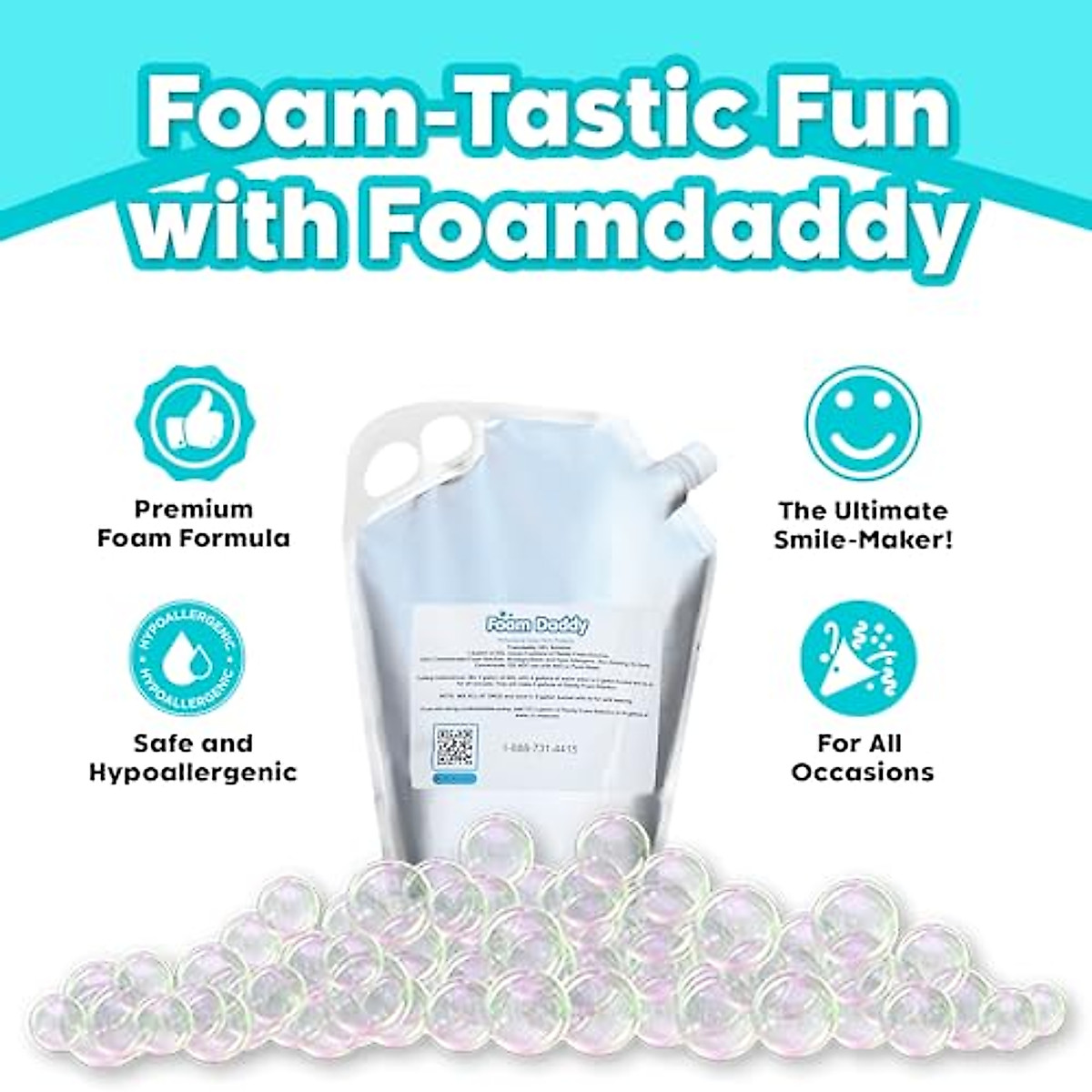Foam Daddy Foam Machine Gel Solution - Professional Super Stacking Foam Machine Refill, 10 Rounds, Foam Machine Fluid that Makes 400 Gallons of Foam Party Fun! - 1 Gallon