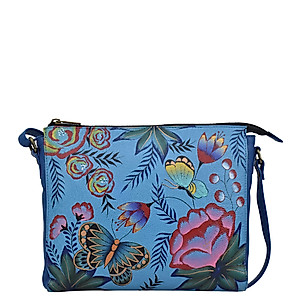 Anna by Anuschka Slim Medium Crossbody, Summer Garden Denim