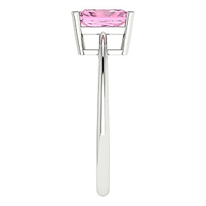 Clara Pucci 1.0 ct Radiant Cut Solitaire Pink Simulated Diamond Wedding Bridal Designer Anniversary Engagement Ring Real 14k White Gold