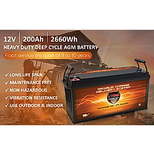 VMAX SOLAR BATTERY SLR200 12V 200Ah AGM Grp 4D Deep Cycle Battery compatible with Solar Grid Panel Energy Backup Unit