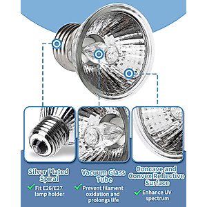 Moonorange 4PCS 50W Heat Lamp Bulb Light, E27 Bulbs for Lizard, Tortoises, Snakes, Spiders, Reptiles Amphibians