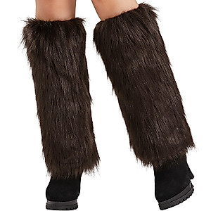 Nanxson Womens Fur Leg Warmer Winter Furry Long Boot Cuffs Cover TTW0034 (Coffee)