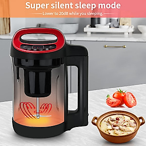 Potlimepan Soup Maker 1.6 L, 6 in 1 Multi-Funcation Soup and Smoothie Maker with Smart Control Panel, Stainless Steel Hot Soup Maker Electric, Makes 2-5 Servings Smart Living for Home Use Red