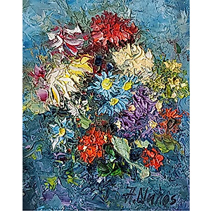 The Rain Grows Them, Flower Still Life Limited Edition Embellished Canvas Print, Signed and Numbered Print by Andre Dluhos