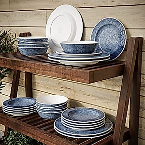 Barnyard Designs 12-piece Melamine Dinnerware Set, Durable Chip-Resistant Dishware for Indoor/Outdoor Use, Farmhouse Dishes, Service for 4, Denim Blue, (Dinner Plate: 11”, Salad Plate: 8.5”, Bowl: 7”)