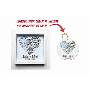First Anniversary Gift Paper Gift Map Heart Framed Art Paper Anniversary 1 Year 1st Anniversary Gift