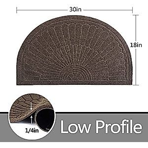 Morning View Half Round Door Mat Indoor Half Circle Entrance Rugs Outdoor Half Moon Entryway Rug Half Round Front Door Mats Rubber Welcome Mat Non Slip (Brown)