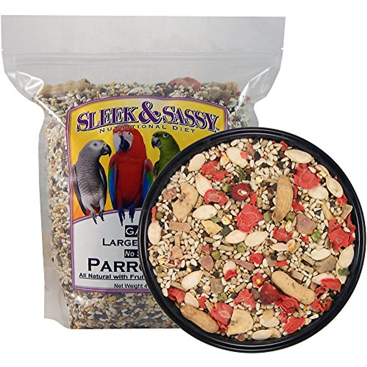 Garden Large Hookbill No Sunflower Parrot Food for Large Conures, Amazons, African Greys, Cockatoos, Pionus-Parrots & Small Macaws (4 lbs.)