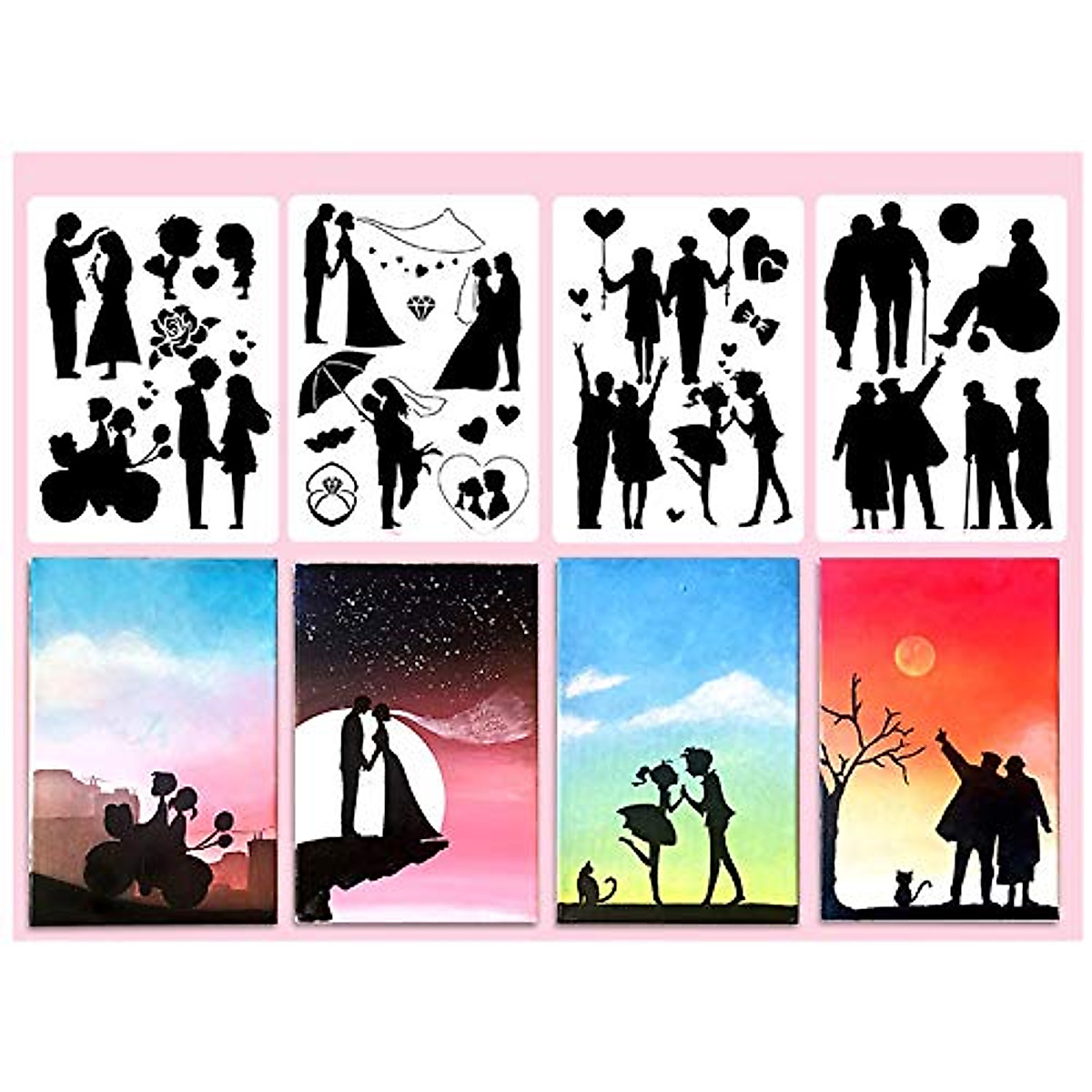 MOCOHANA ®9Pcs Reusable Plastic Hollow Painting Silhouette Stencil Set DIY Drawing Template Graffiti Stencils (Love)