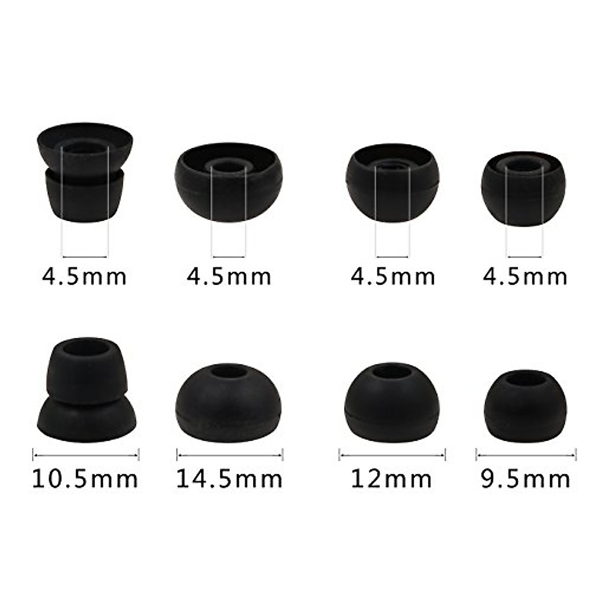 ALXCD Ear Tips for Powerbeats3 Wireless Earphone, SML 3 Sizes 6 Pair Earbud Tips & 2 Pair Double Flange Silicone Replacement Ear Tip Cushion, Fit for Beats Powerbeats 3 Wireless 3 [8 Pair](Black)