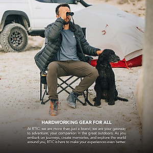 RTIC Ultra-Tough Chair Portable Folding for Camping, Outdoor, Fishing, Beach, with Arm Rest and Cup Holder, Folds Quickly for Easy Storage in a Carry Bag, Black