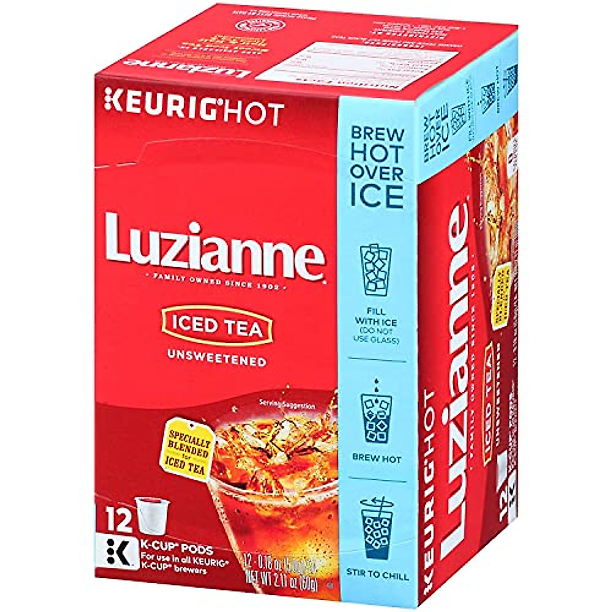 Luzianne Unsweetened Iced Tea, Single Serve K-Cup Pods, 12 Count