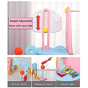 UNICOO - Toddler Slide and Swing Set, Kids Indoor and Outdoor Playground Combination for Boys & Girls (Kids Playground Set-8 in 1 - Mixed Color)