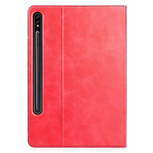 Case for Samsung Galaxy Tab S7 FE 12.4-Inch 2021 Release Model (SM-T730/733/736/738) Smart Slim Tri-Fold Tablet TPU Leather Cover With Auto Wake/Sleep for Samsung Galaxy Tab S7 FE Cover (Red)