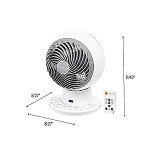 IRIS USA WOOZOO Oscillating Fan, Vortex Fan, DC Motor Quiet and Eco Friendly, 8-in-1 Fan w/ Remote/ Timer/ Multi Oscillation/ 10 Speed Settings, 89ft Max Air Distance, Medium, White
