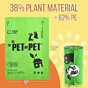 Pet N Pet Dog Poop Bag, Dog Poop Bags Rolls, Dog Bags, Doggie Poop Bags, 38% Plant Based & 62% PE Dog Waste Bags, Extra Thick Doggy Poop Bags, Cat Poop Bags, Dog Bag, Pet Waste Bags, Doggie Bags