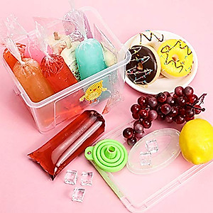 240 Pieces Ice Lolly Bags Disposable Ice Pop Mold Bags Plastic Ice Candy Bags with Silicone Funnel for Making Ice Pop Yogurt Candy Freeze Pops (3 x 10 Inch)