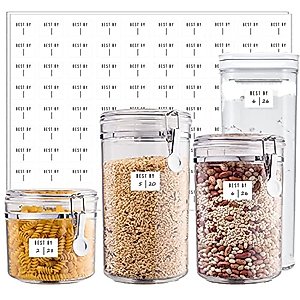 Prefdo 180 Expiration Date Labels, Waterproof Use by Food Date Labels Best by Pantry Labels Freezer Refrigerator Labels with Write-in Area for Spice Jars, Food Storage, Food Contianers(White)