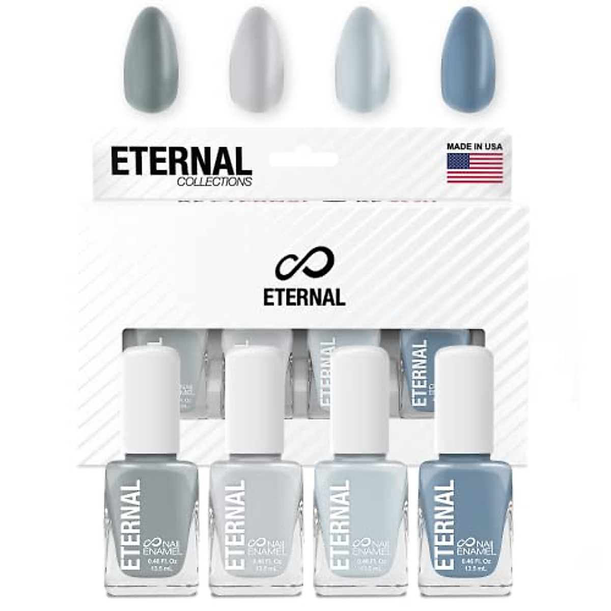 Eternal Gray Nail Polish Set for Women (MINIMALIST) - 13.5ML 4 pc Light Nail Polish Set for Girls - Long Lasting & Quick Dry Natural Nail Polish Kit for Home DIY Manicure & Pedicure - Made in USA