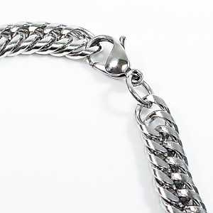 Stainless Steel Tight Double Link Curb Chain Bracelet 8mm 7inch