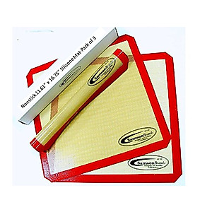 3-Pack Premium Silicone 11.6" x 16.75" Non-Stick Re-Usable Sheets for Half-Sheet Pans