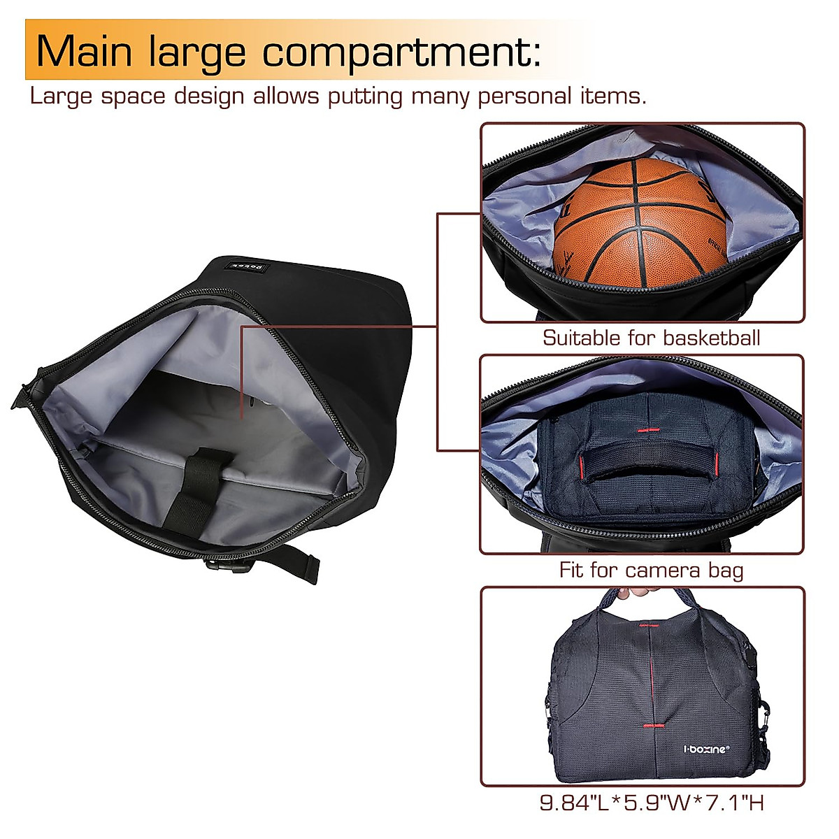 ROTOT Roll Top Travel Backpack, 22L High Volume Laptop Bag Carry on Accessories Essentials (Black)