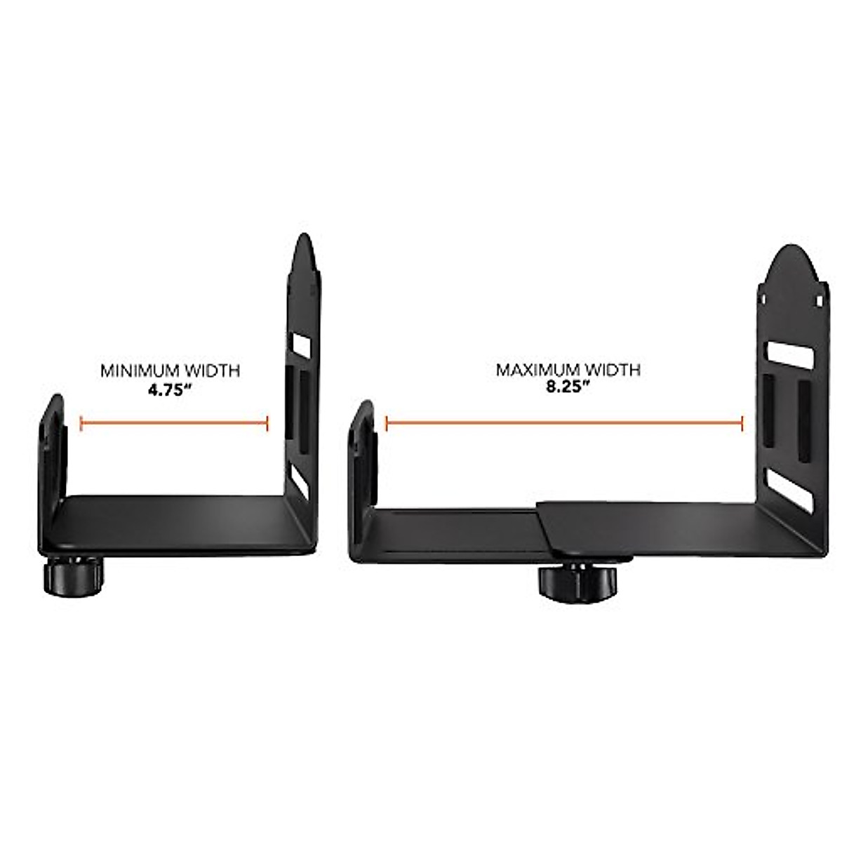 Mount-It! CPU Wall Mount Bracket, Desktop Computer Tower Holder with Safety Straps, Heavy Duty Size Adjustable CPU Holder, Steel, Black, 22 Lbs Capacity, Saves Floor and Desk Space