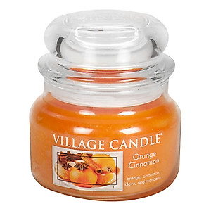 Village Candle Orange Cinnamon 11 oz Glass Jar Scented Candle, Small
