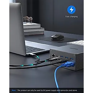 EUASOO USB-C Docking Station 16 in 1 Triple Display USB C Dock with Charging Support, 4K HDMI, DP, VGA, 7 USB Ports, Ethernet, SD/TF Card Reader for MacBook and Windows, MacOS only Support Mirror Mode