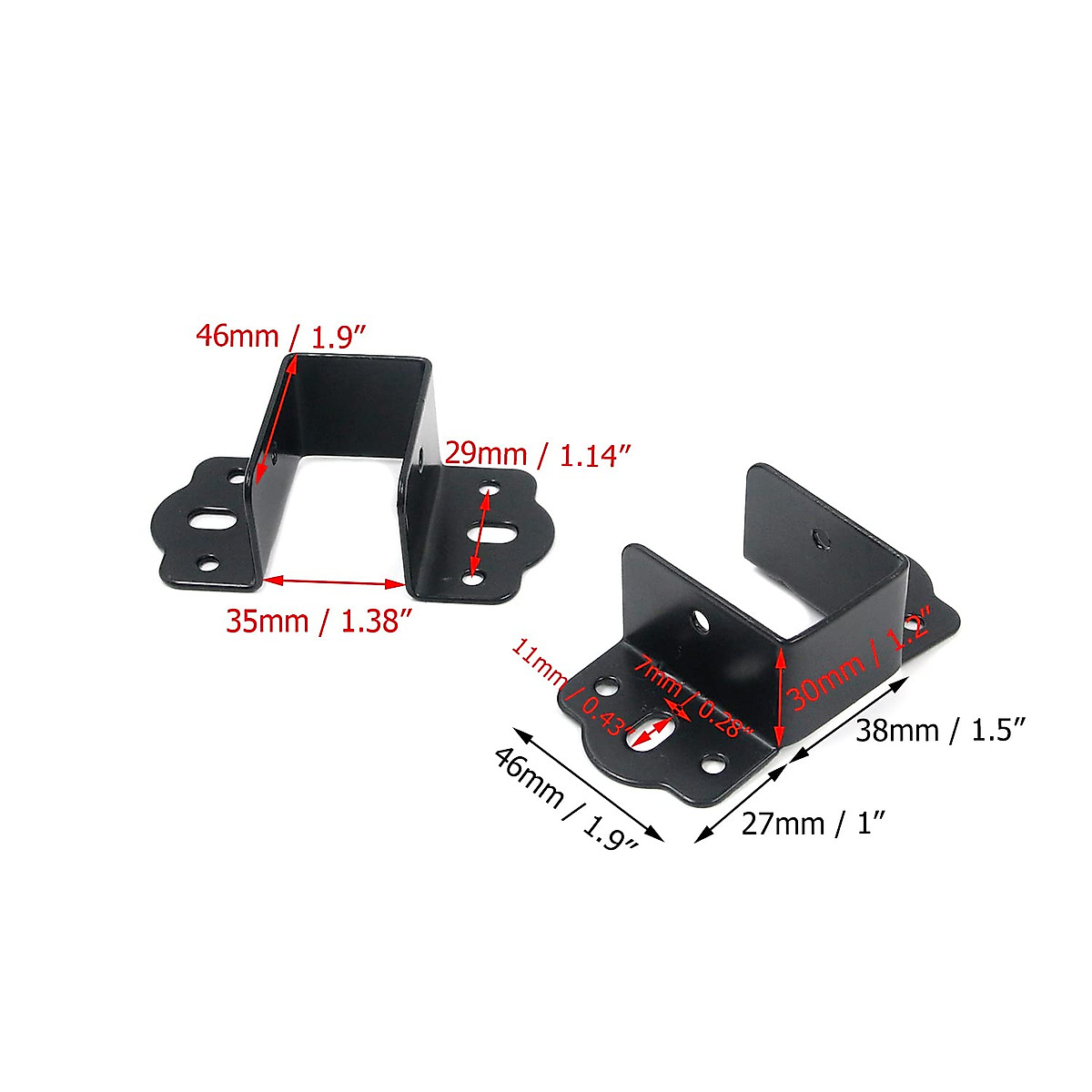 Coshar 4Pcs Heavy Duty Bed Rail Fittings Black Bed Frame Brackets Adapter U-Shape Bed Supporters Hardware for Bunk Bed Headboard, 3.62"x1.9"(L*W)